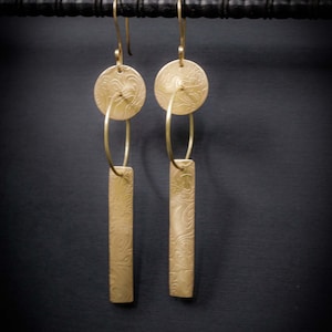 Long Gold Earrings, Geometric Earrings - Etsy
