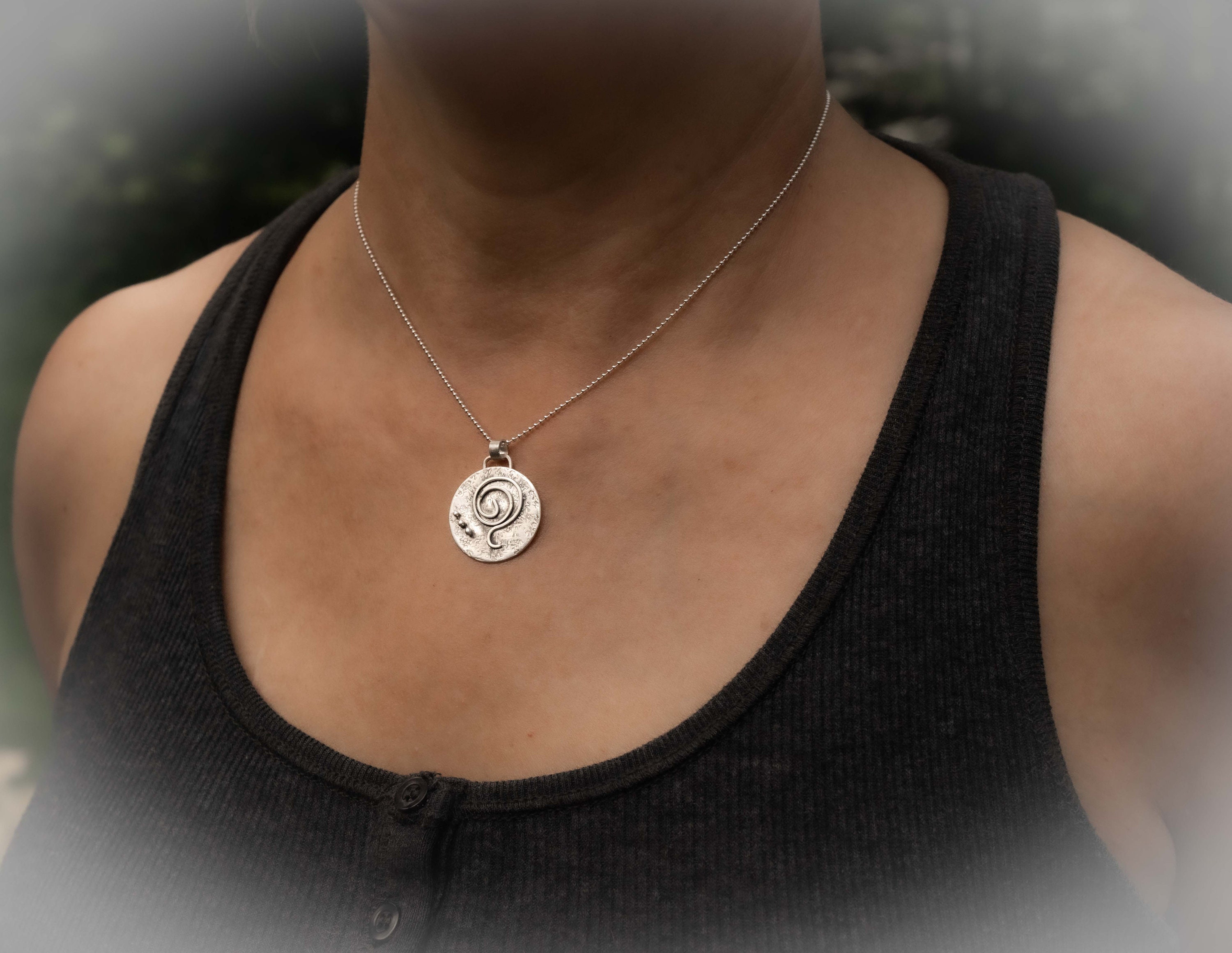 Gratitude Necklace, Sterling Silver | Silver Spiral Pendant | Yoga ...