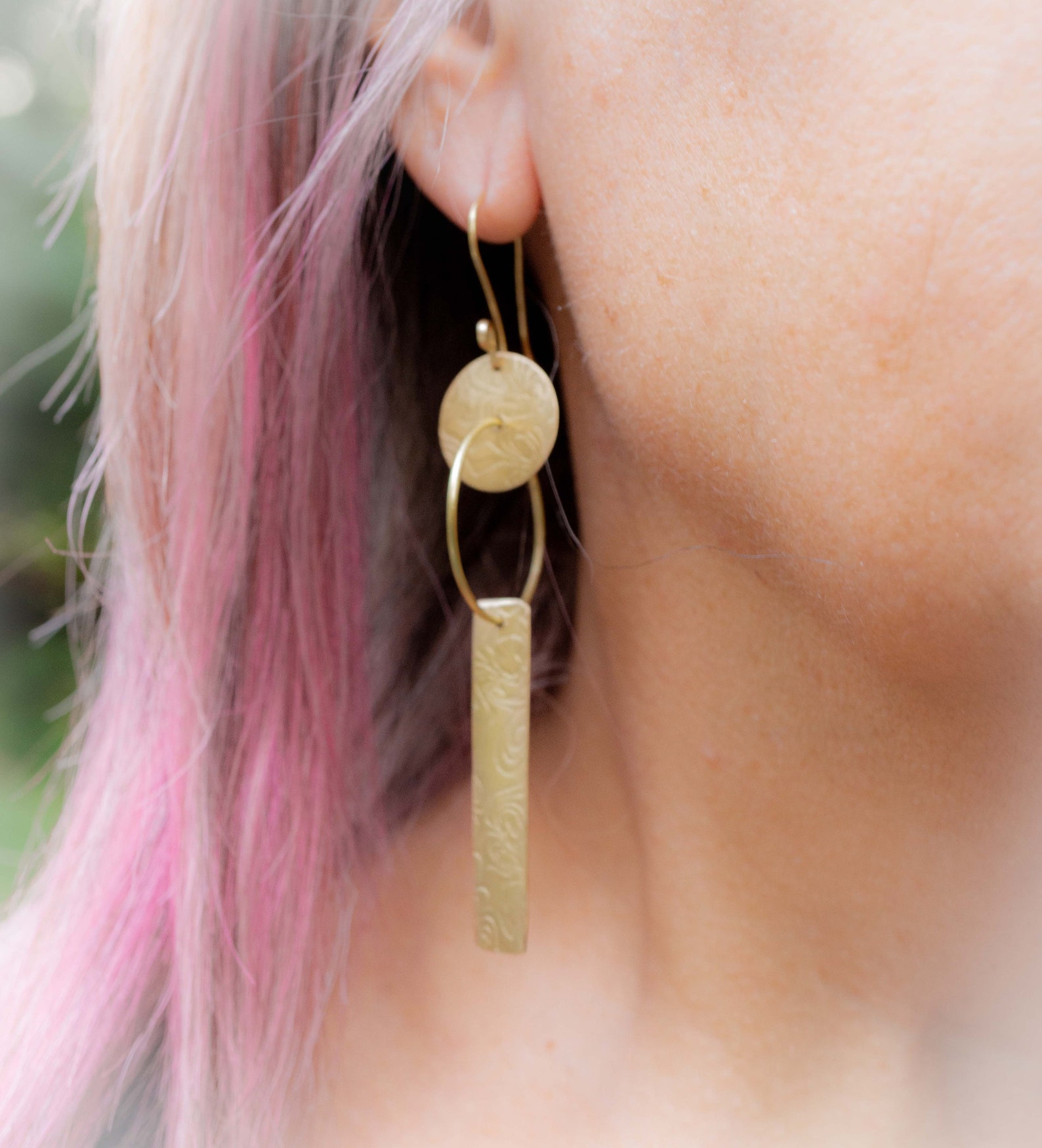 Long Gold Earrings, Geometric Earrings - Etsy