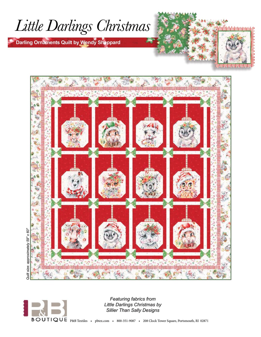 Little Darlings Christmas "darling Ornaments" Quilt Kit 59"x60"- Fabric ...