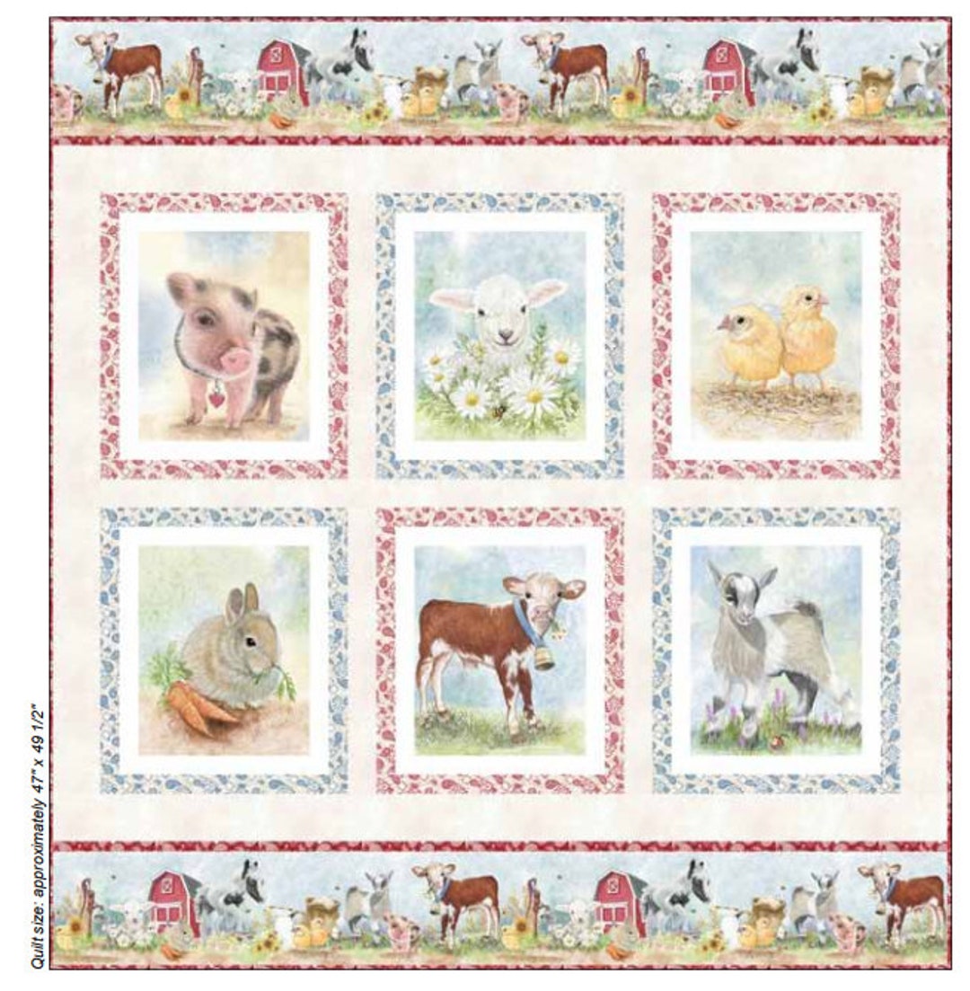 Barnyard Babies Baby Quilt Kit Fabric by Clint Eagar and Pattern by ...