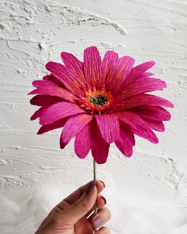 Single stem crepe paper Gerber daisy pink daisy crepe paper | Etsy