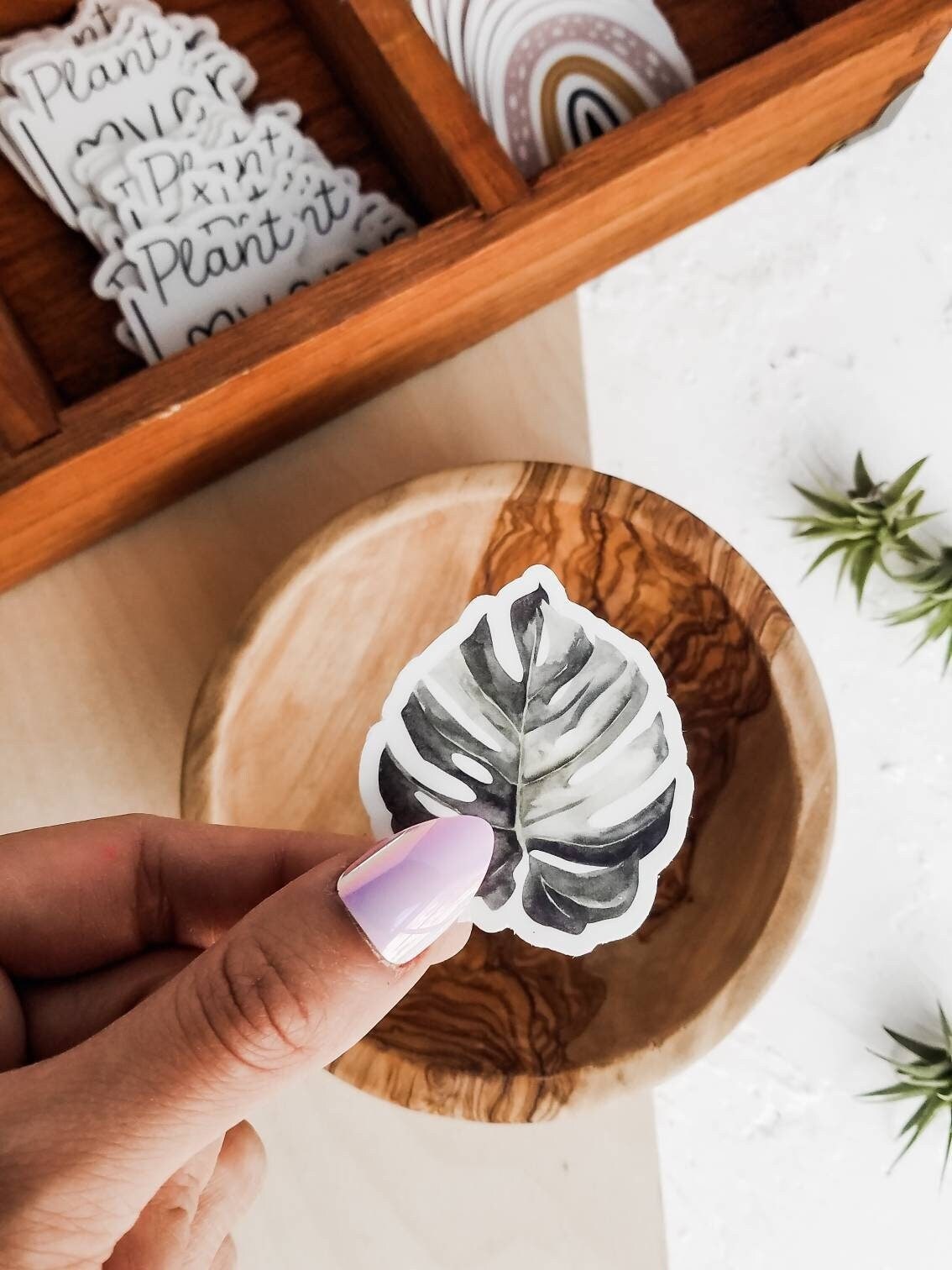 Monstera Leaf Sticker Watercolor Floral Sticker Plant - Etsy