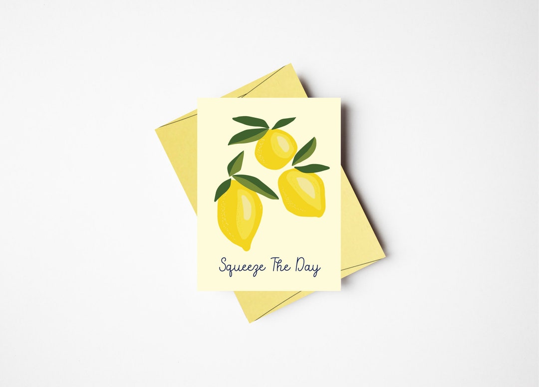Squeeze the Day! Funny, Punny, Lemon Greeting Card. - Etsy