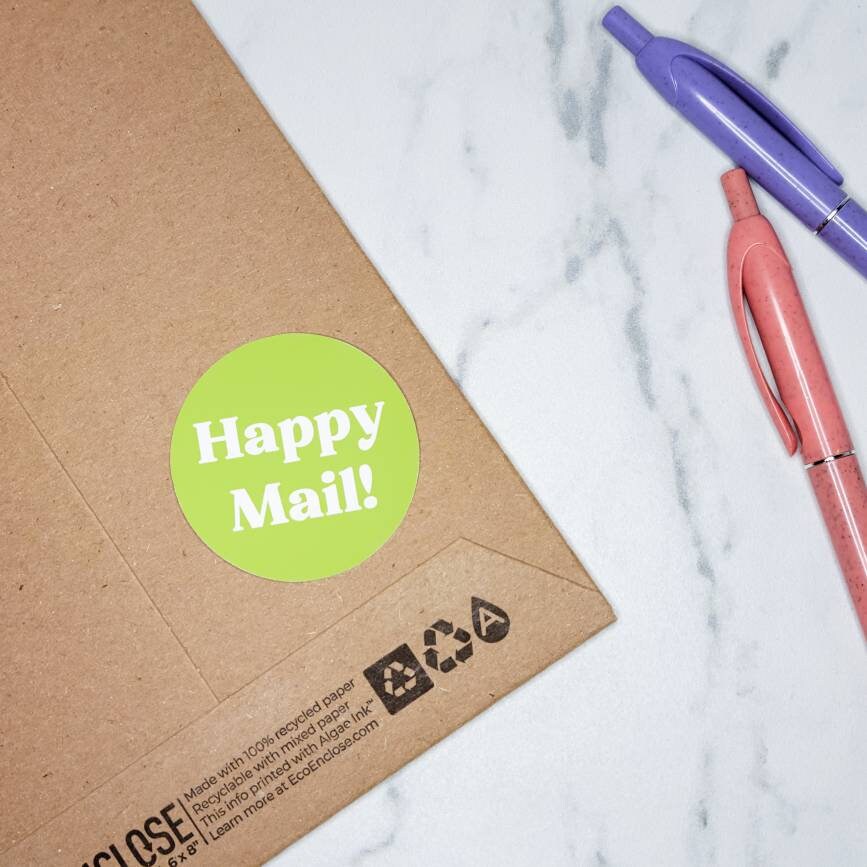 Weatherproof 2 Inch Package Labels Happy Mail Packaging - Etsy