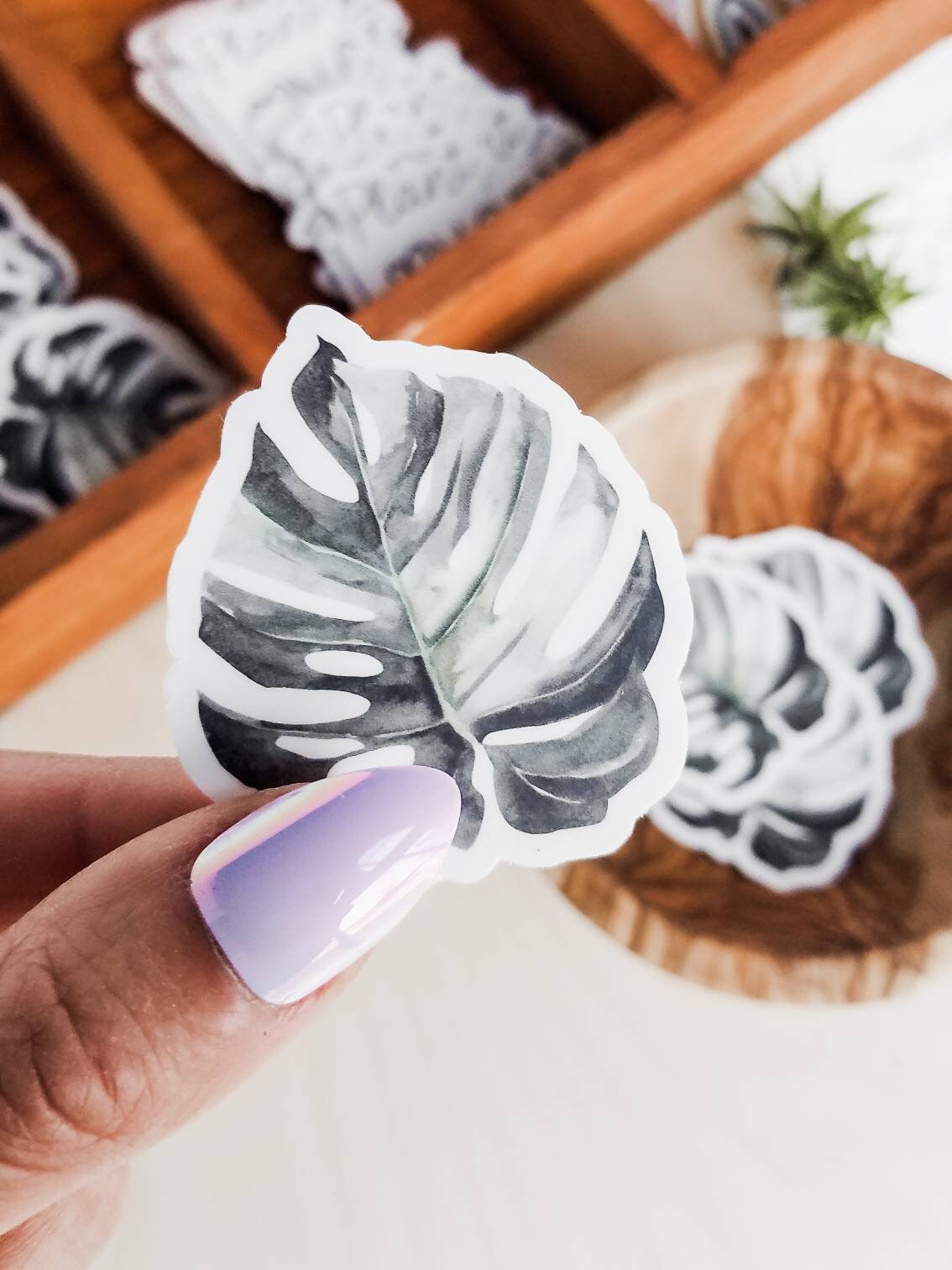 Monstera Leaf Sticker Watercolor Floral Sticker Plant - Etsy