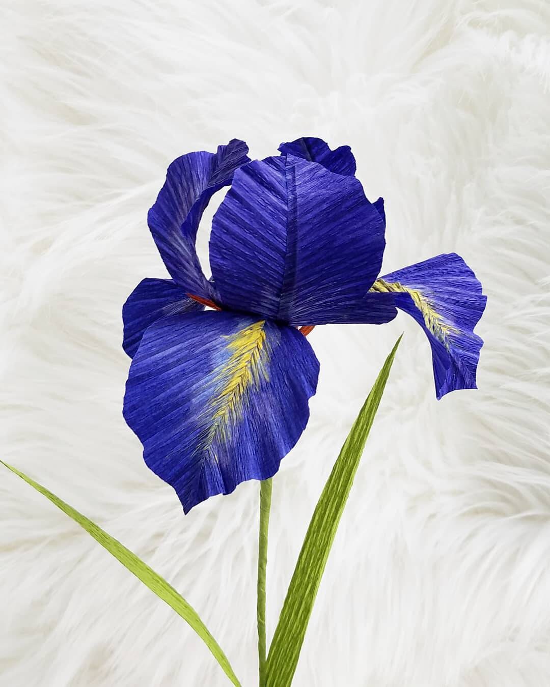 Crepe paper iris single stem iris artificial flower wedding | Etsy