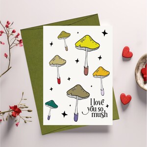 I Love You so Mush Valentine's Day Card, Blank Mushroom Valentine's Day ...