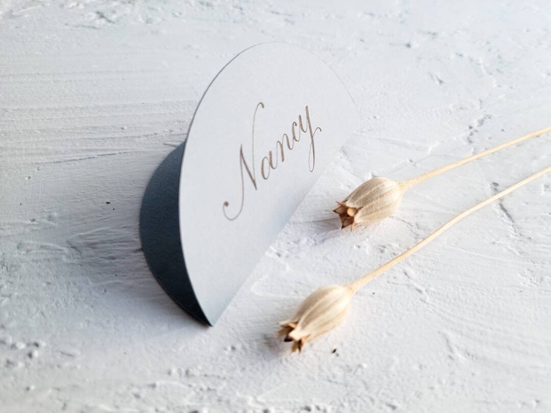 Semi Circular Free Standing Folded Place Cards, Circular Escort Cards ...