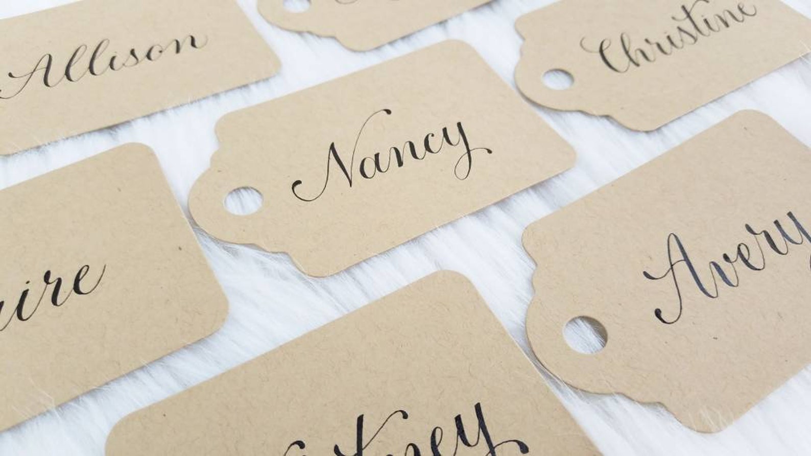 Hand Lettered Personalized Tags, Customizable Calligraphy Tags. - Etsy