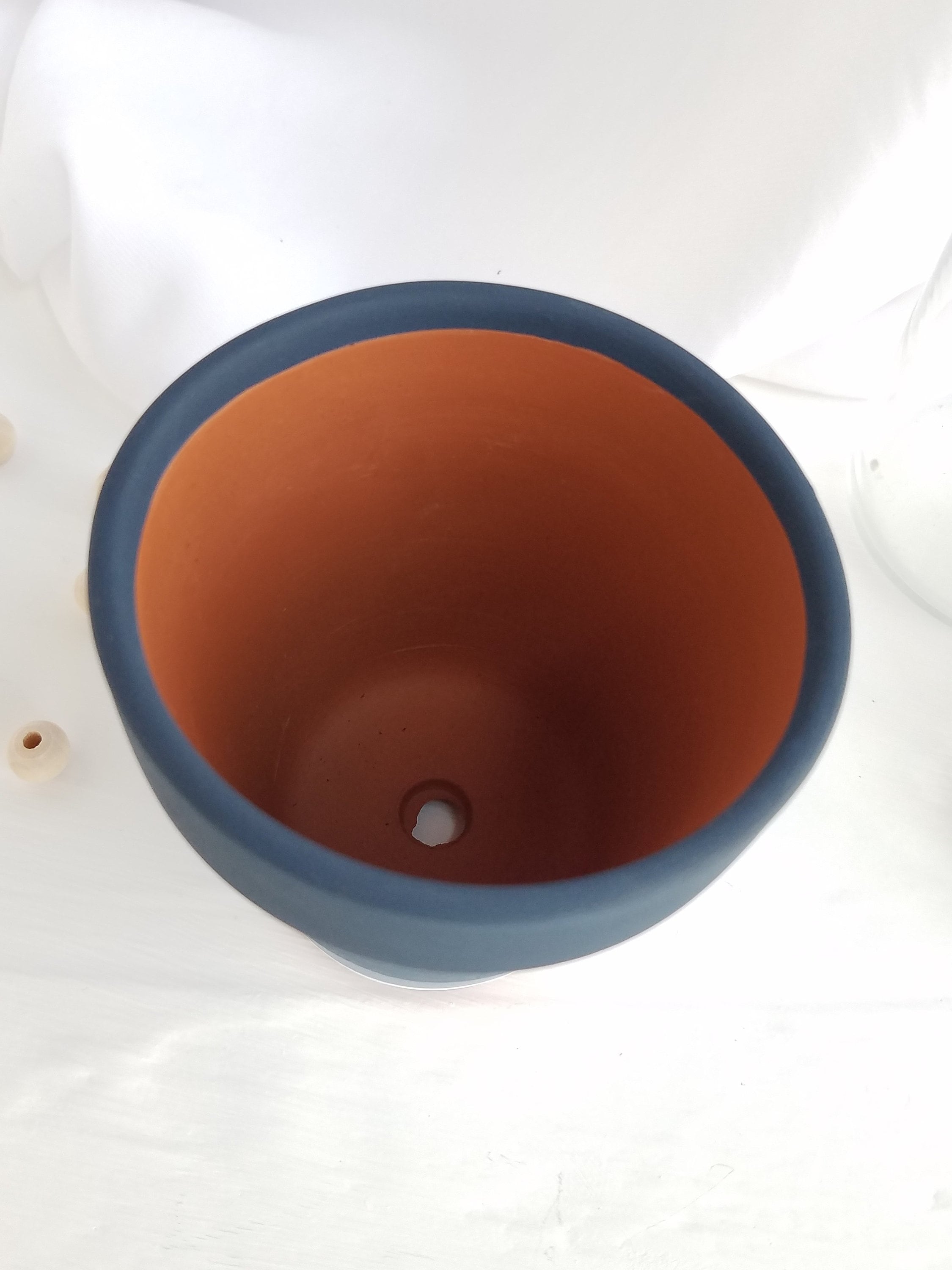 Hand Painted Terra Cotta Pot Navy Ombre Painted Terra Cotta - Etsy