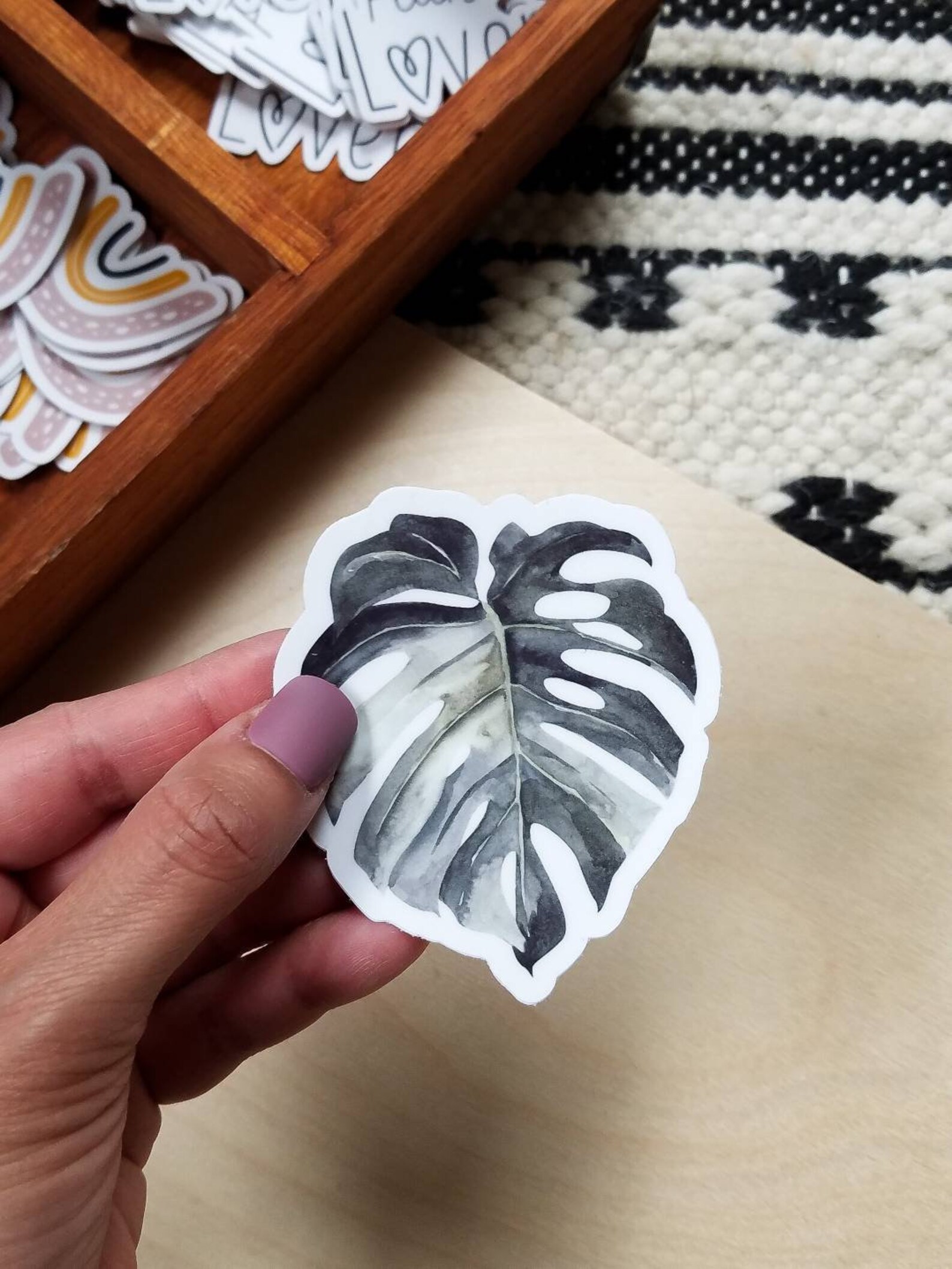 Monstera leaf sticker watercolor floral sticker plant | Etsy