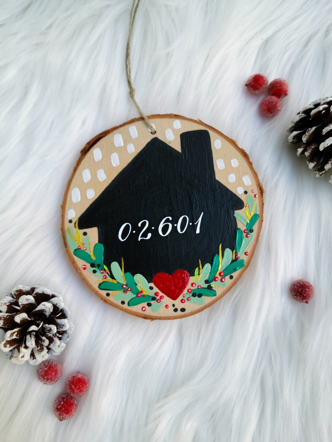 Custom Hand Painted Black and White Zip Code Ornament, Custom Zip Code ...