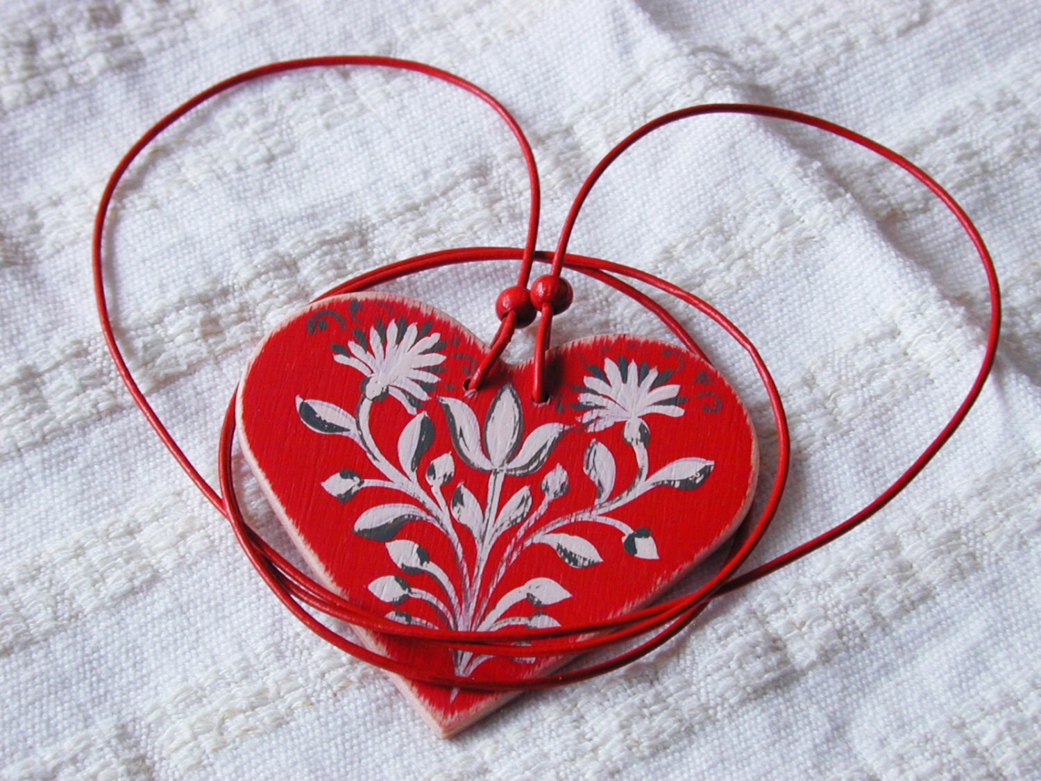 Amity Series 01 Red Handpainted Heart 2-in-1 Necklace and - Etsy