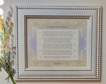 GRANDMA'S PEARLS OF Wisdom Gift for Granddaughter Grandmother's Poem ...