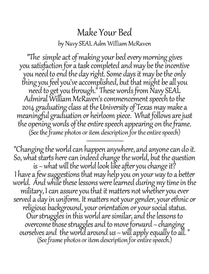 Make Your Bed Navy SEAL Speech (digital Download) - William Mcraven ...