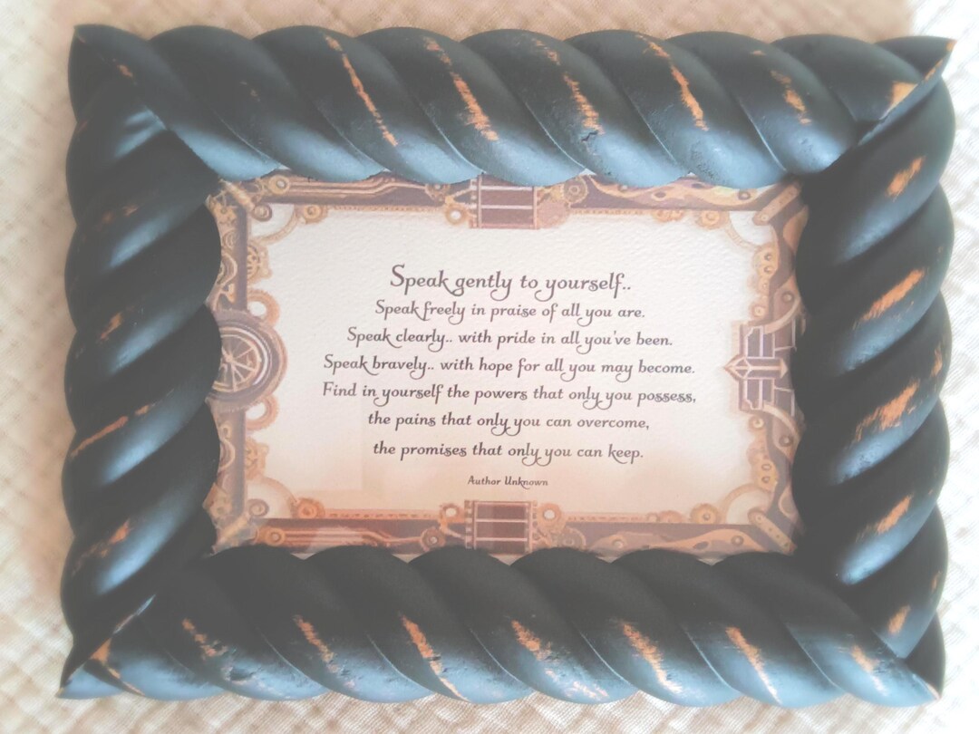 Steampunk Inspirational Quote Frame: Speak Gently to Yourself - Etsy