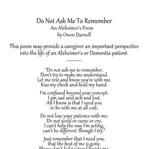 Alzheimer's Poem in Distressed Wood Frame: Dementia Care Gift - Etsy