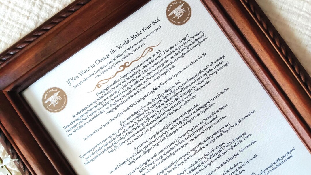 Make Your Bed Framed Navy SEAL Speech, Graduation Gift - Etsy