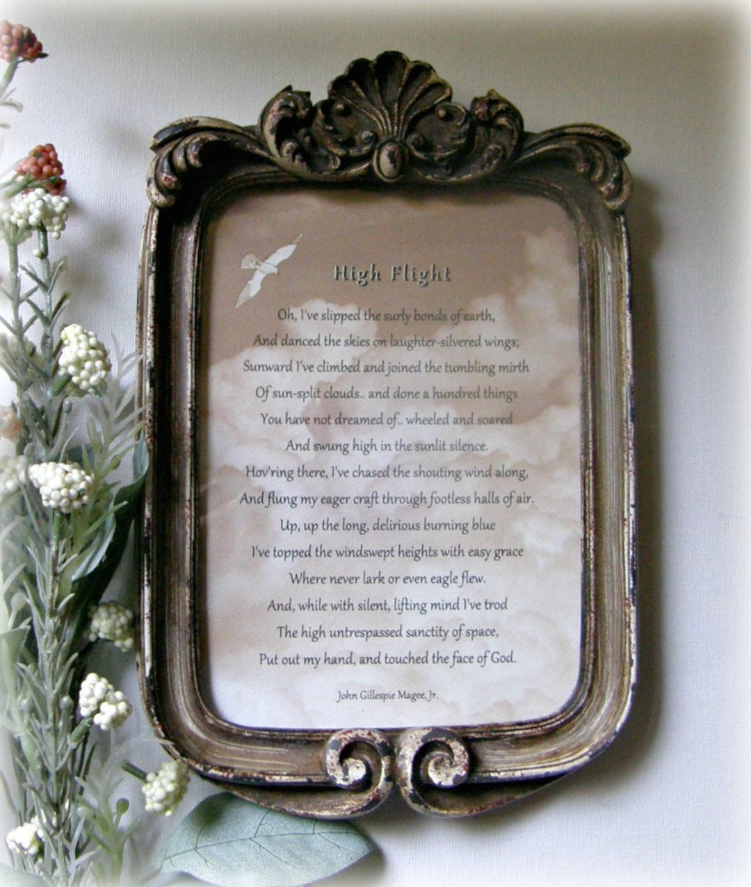 HIGH FLIGHT Poem Fighteri Pilot Air Force Gift John Gillespie Magee ...