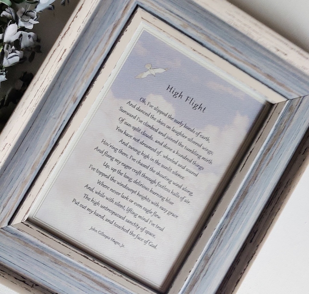 High Flight Frame Funeral Plan Framed Poem Airman Gift John Gillespie ...