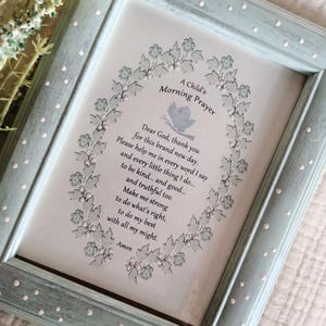 Child's Morning Prayer Meaningful Baby Gift Baptism Gift Frame Framed ...
