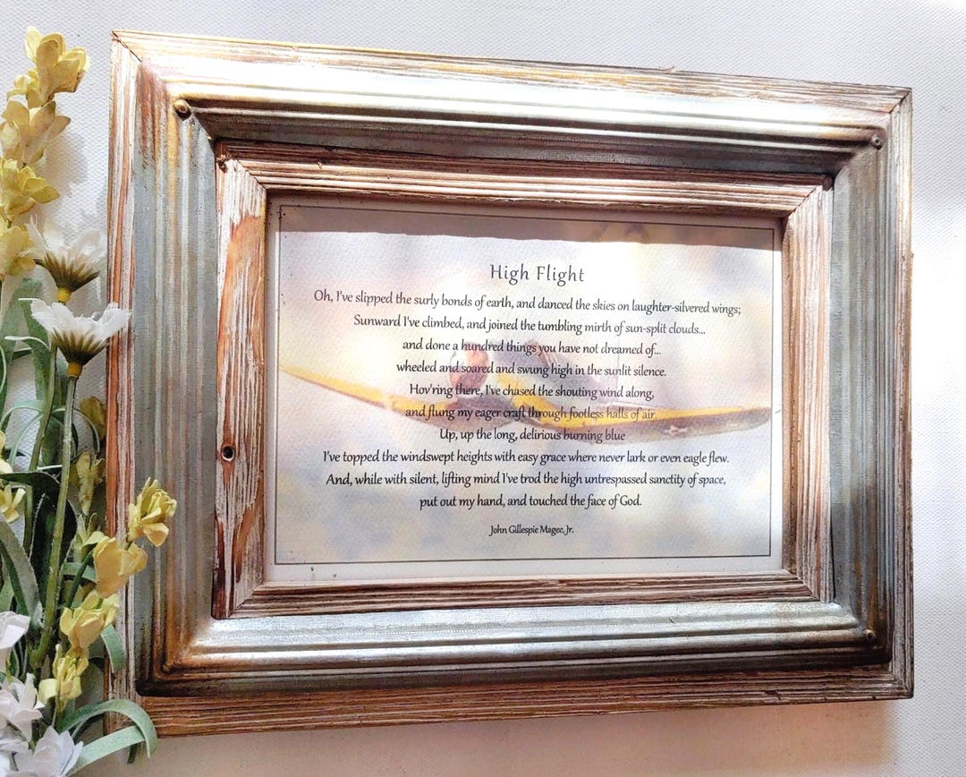 High Flight Poem Print: Vintage Airplane Art, Pilot Gift in Metal ...