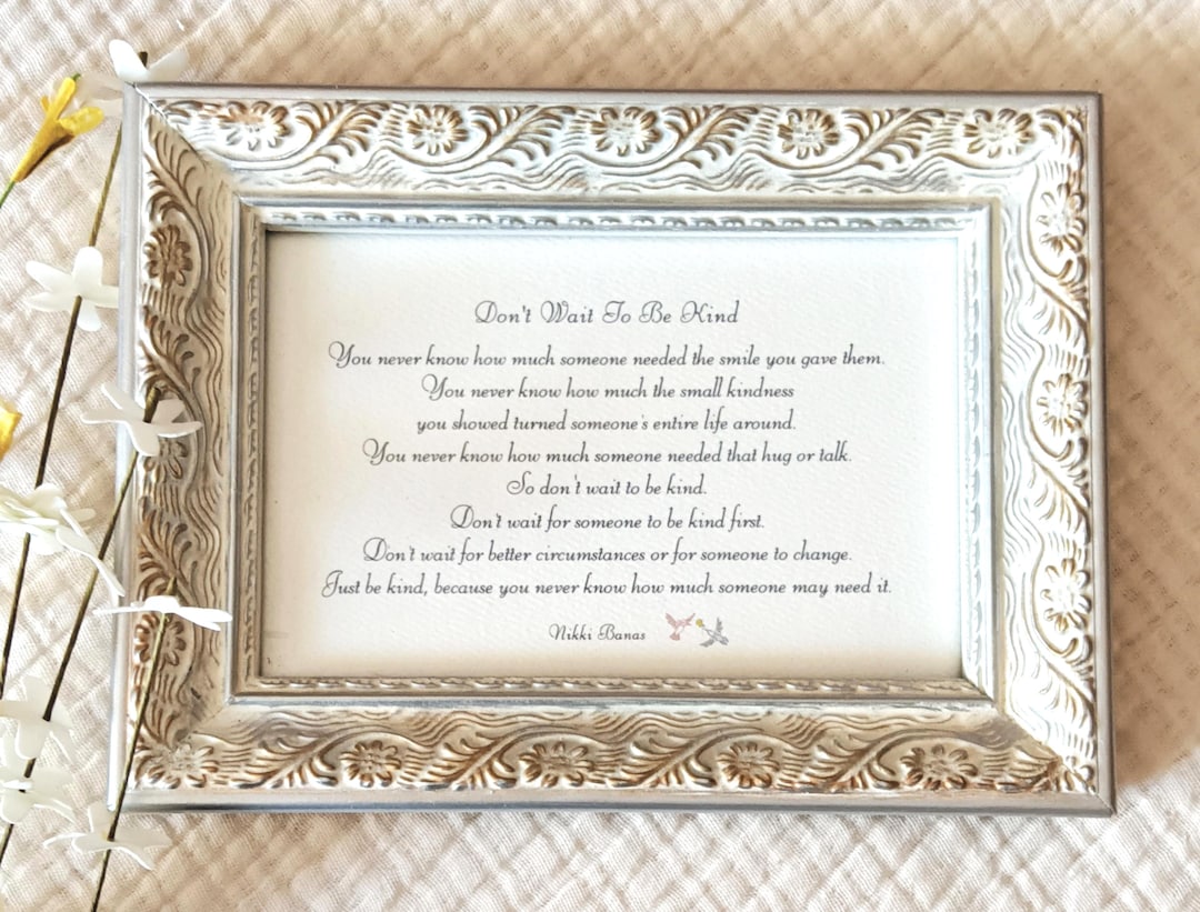 Kindness Poem Frame - Carved Wood, Inspirational Gift - Etsy