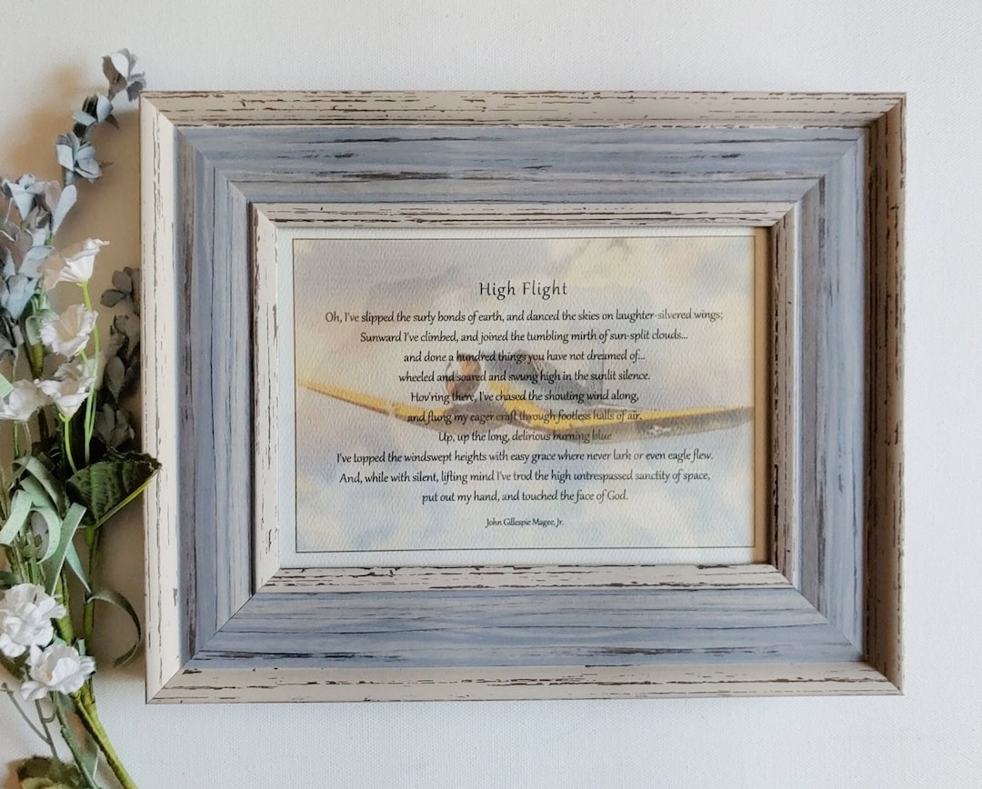 High Flight Frame Vintage Plane Framed Poem-high Flight Watercolor ...
