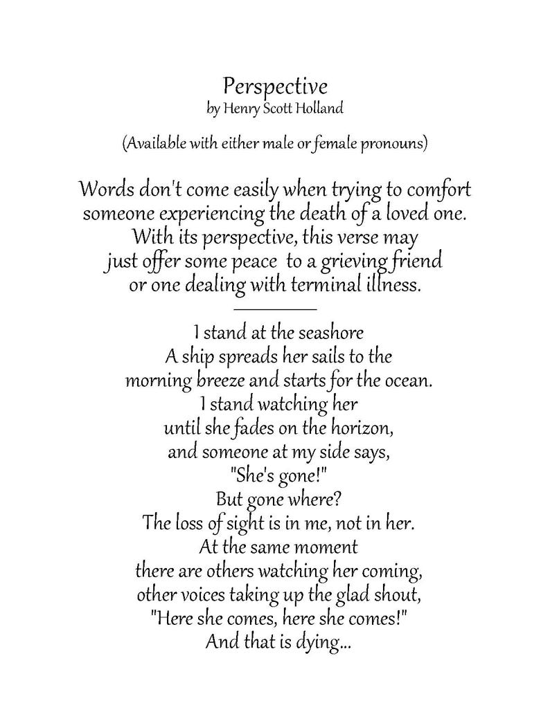 Perspective on Death Uplifting Poem - Sympathy Gift - Ornate Picture ...