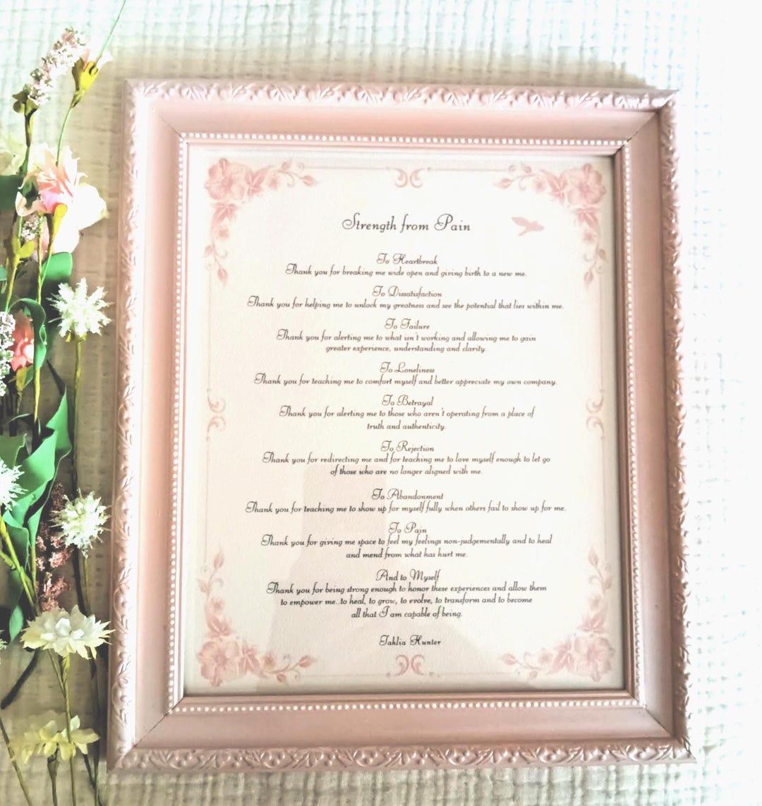 Inspirational Strength From Pain Poem - Framed Art - Etsy