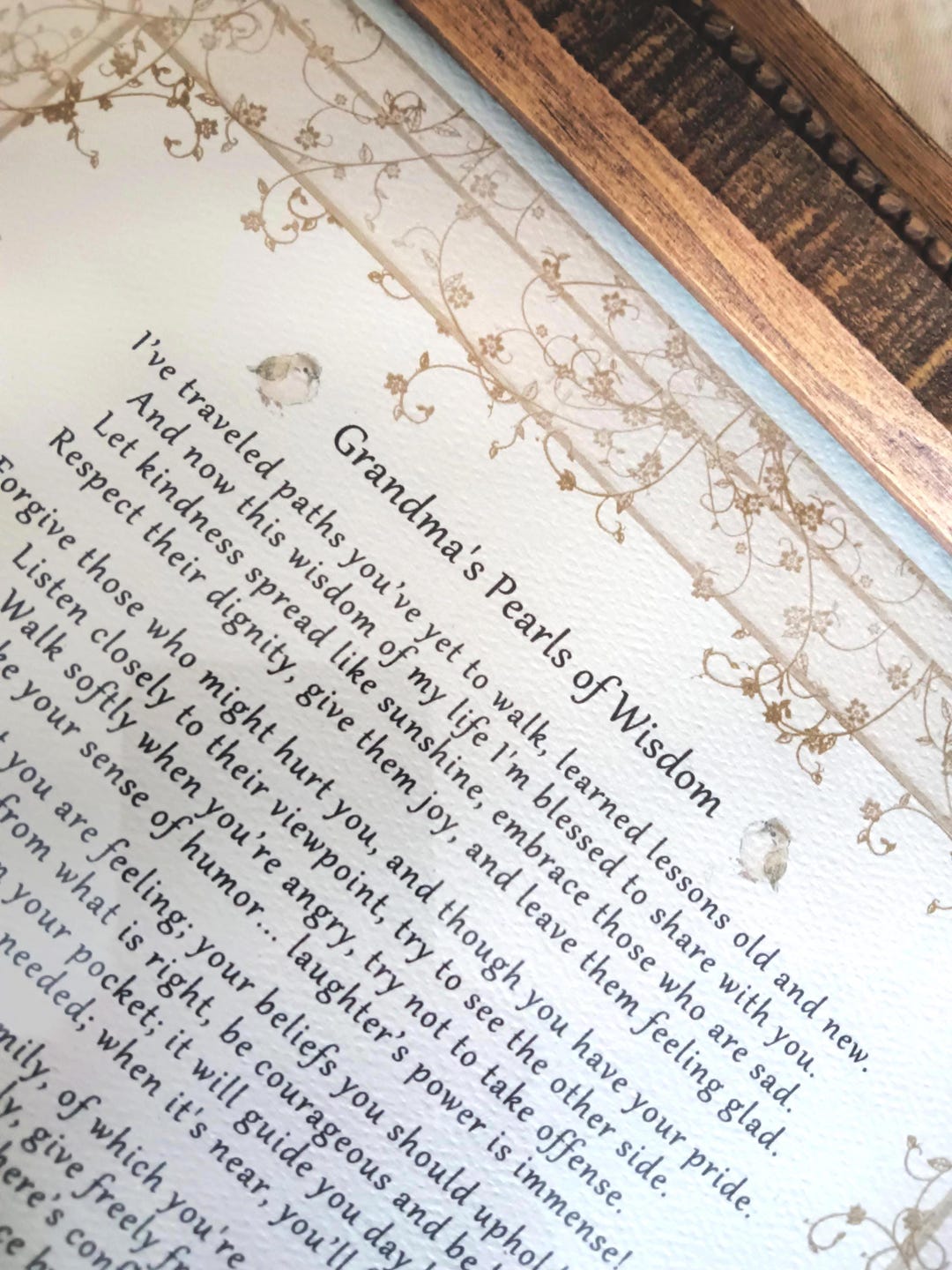 Grandma's Pearls of Wisdom Poem - Granddaughter Gift - Framed Heirloom ...