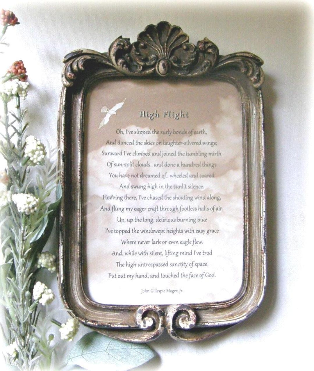 High Flight Poem Framed Print: Air Force Gift, Pilot Memorial - Etsy