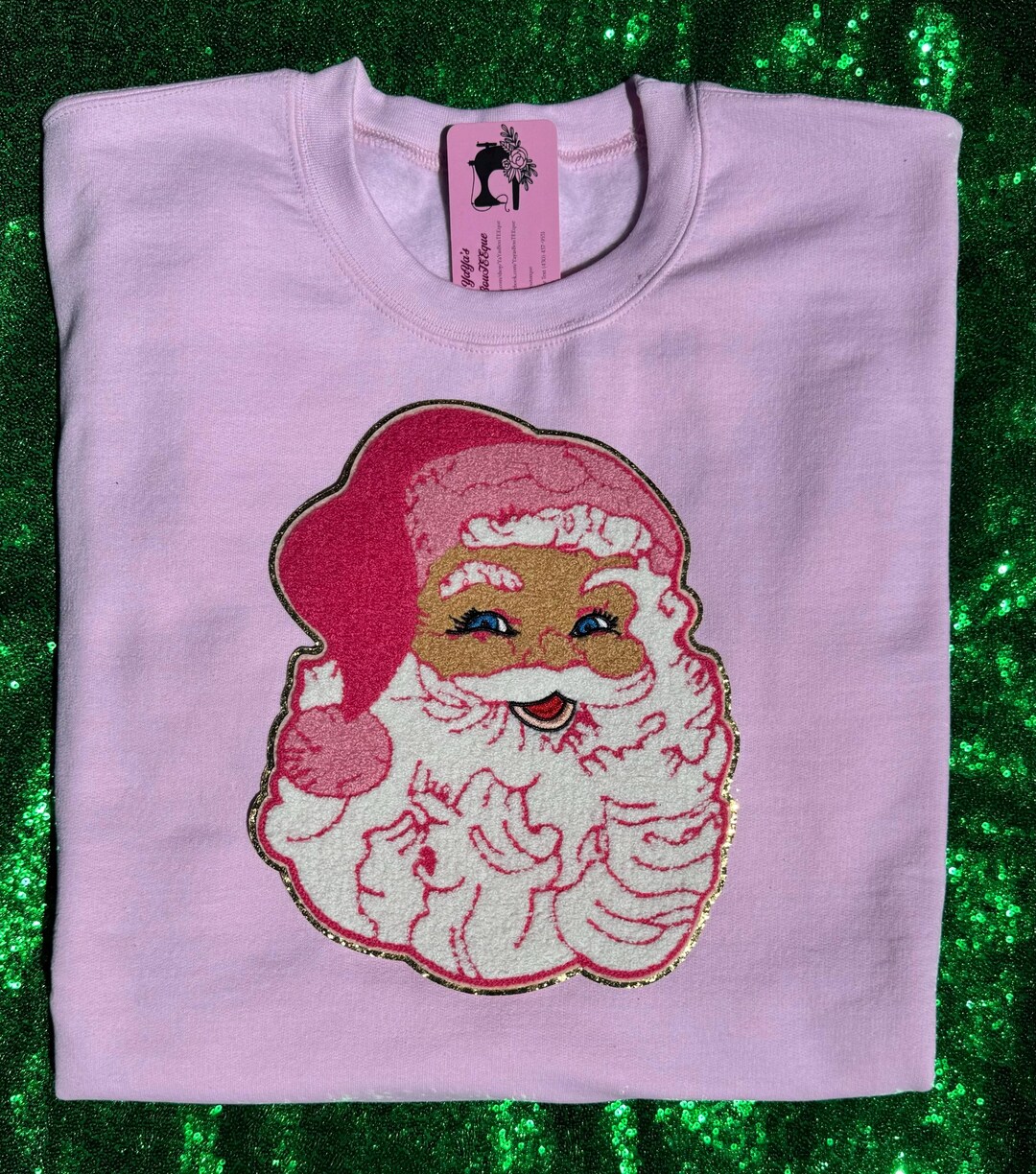 SANTA Sweatshirt, Santa Chenille Patch Sweatshirt, Santa Christmas ...