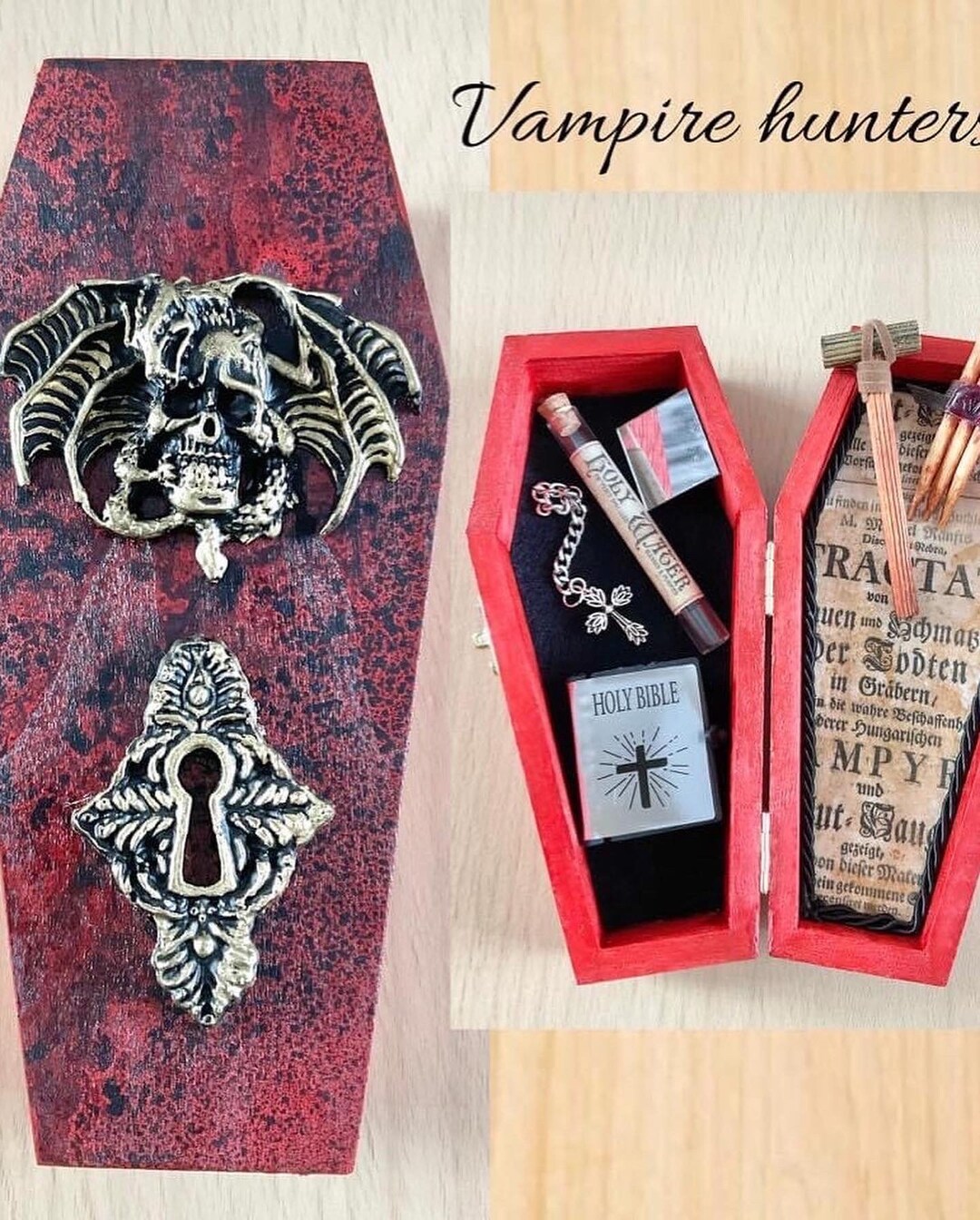 Mini Vampire Hunting Kit, Miniature Coffin Slayer Prop, Resin Winged ...