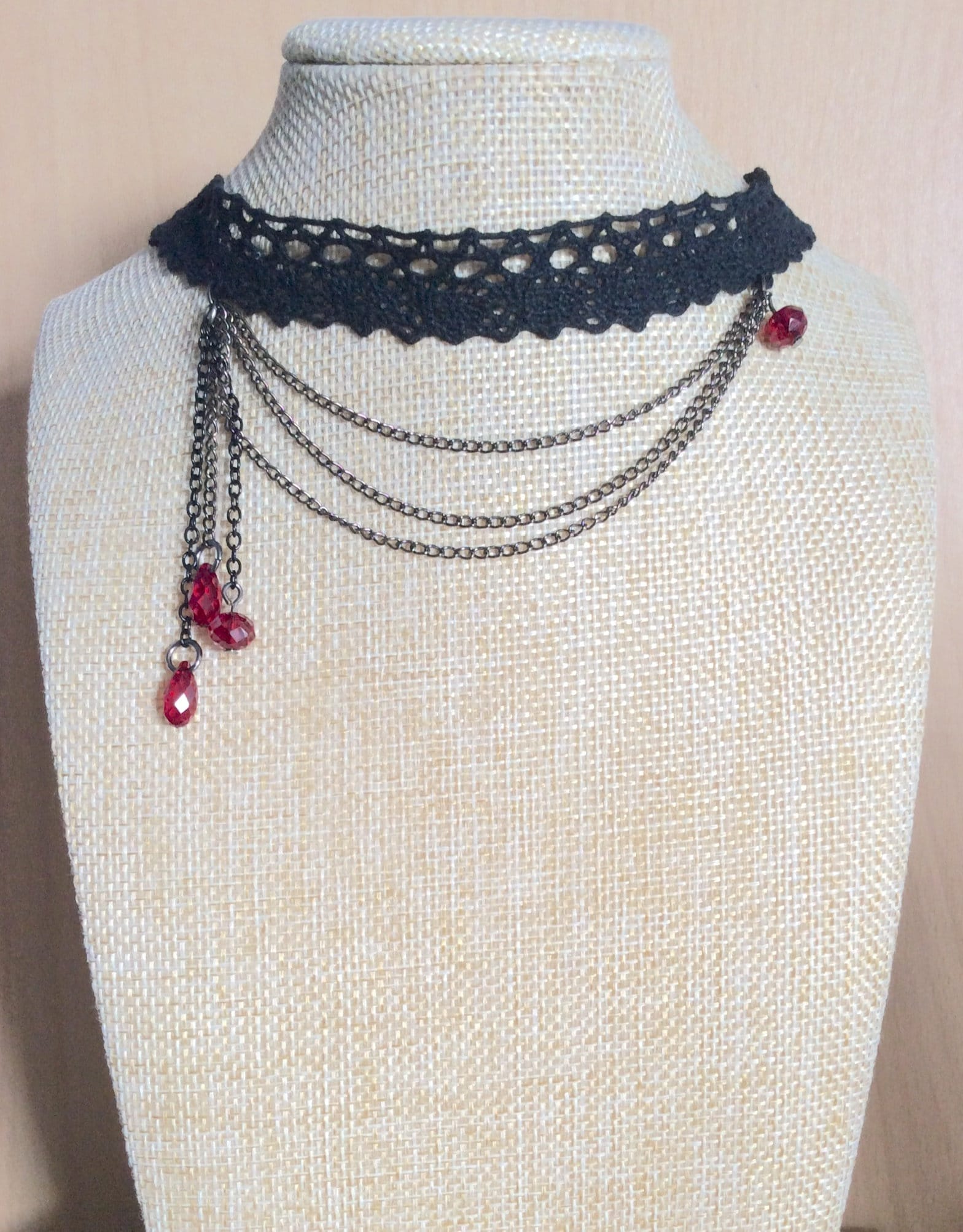 Black and Red Crystal Layered Chain Choker Alternative Style - Etsy UK