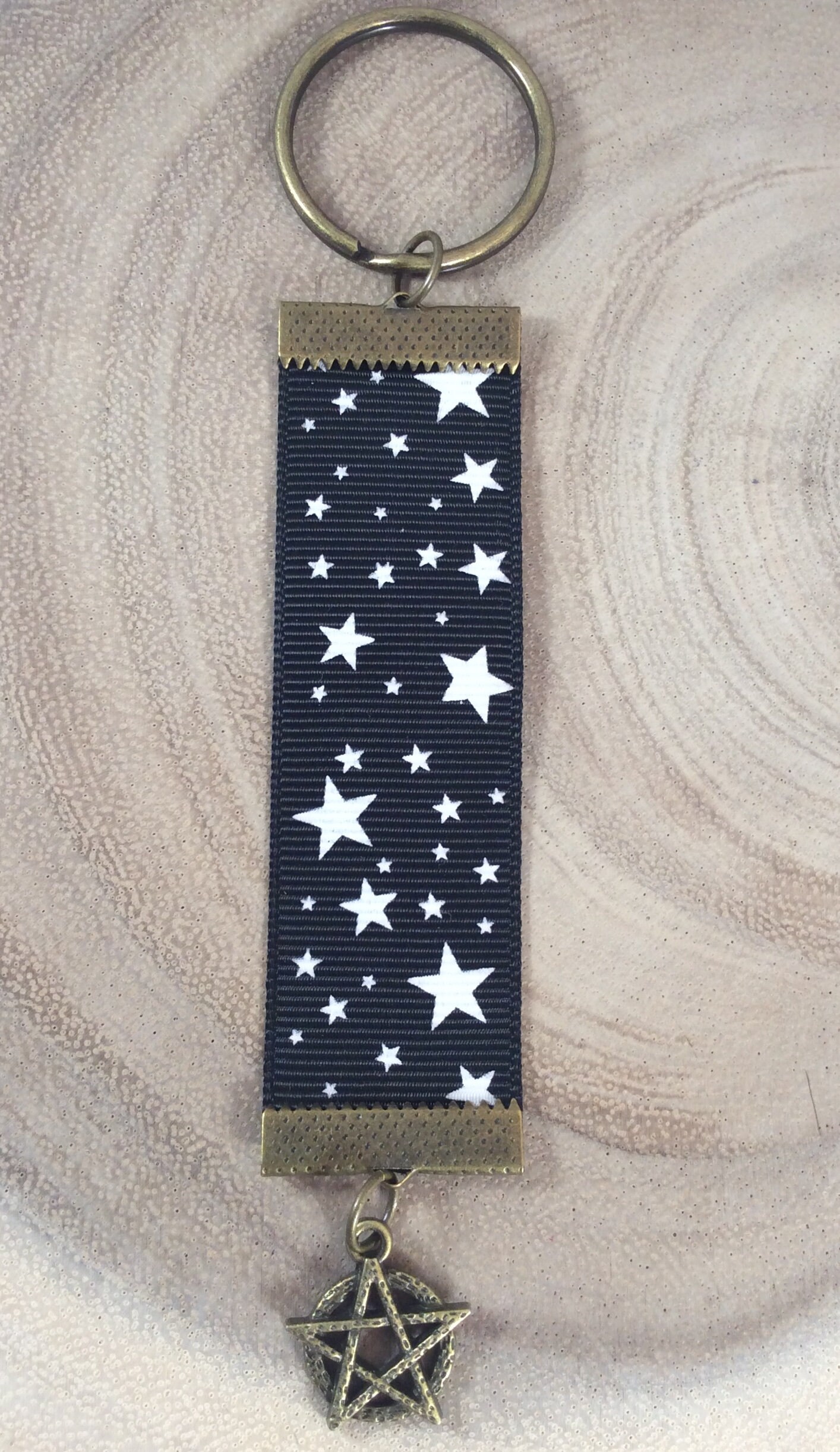 Pentacle gothic key fob Pentagram pagan key ring | Etsy