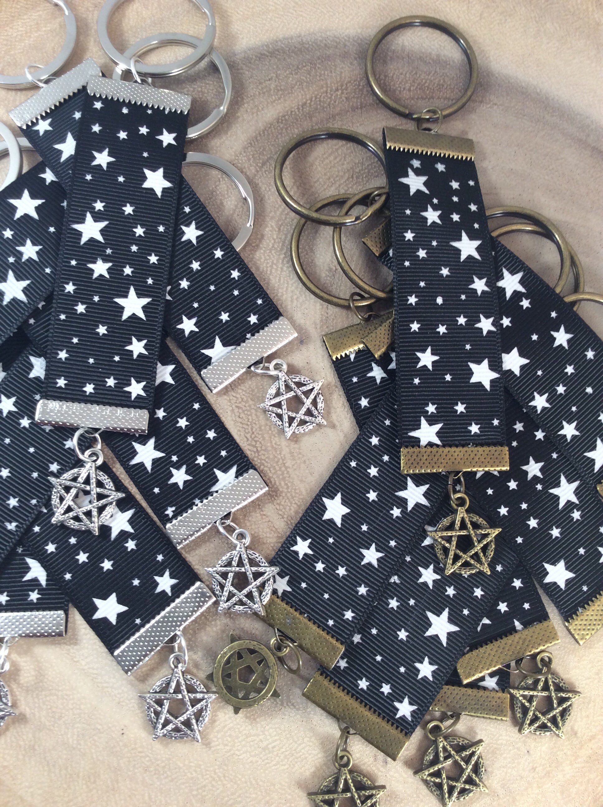 Pentacle gothic key fob Pentagram pagan key ring | Etsy