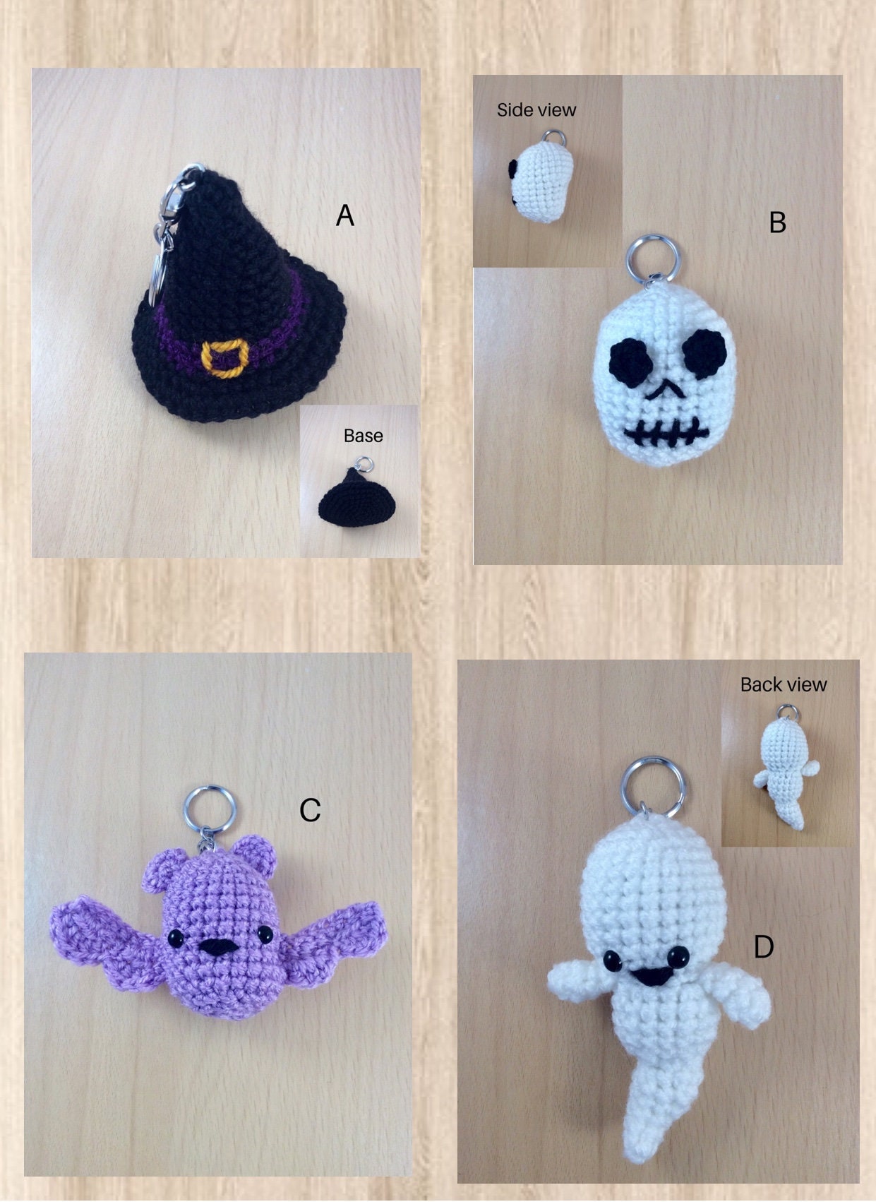 Halloween Crochet Novelty Keyring Witch Skull Bat Ghost Bag - Etsy UK