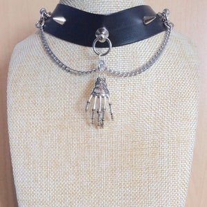 Skeleton Hand Punk Rock Leather Effect, Stainless Steel Chain Spiked ...