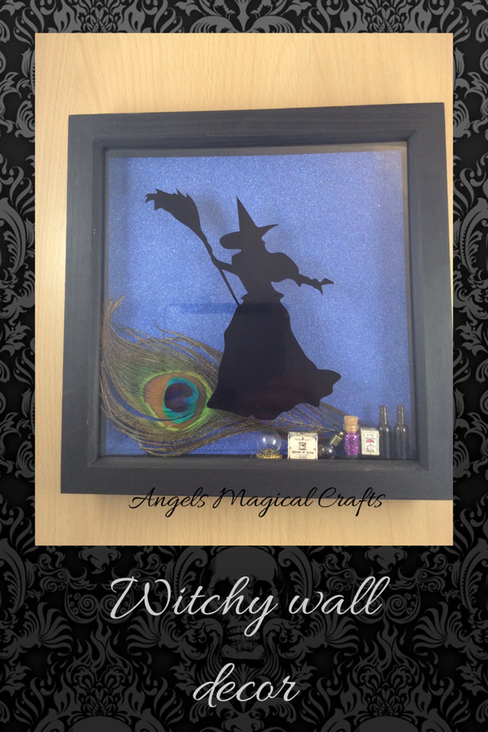 Witch Home Wall Decoration Shadow Box Frame Witch and Broom - Etsy UK