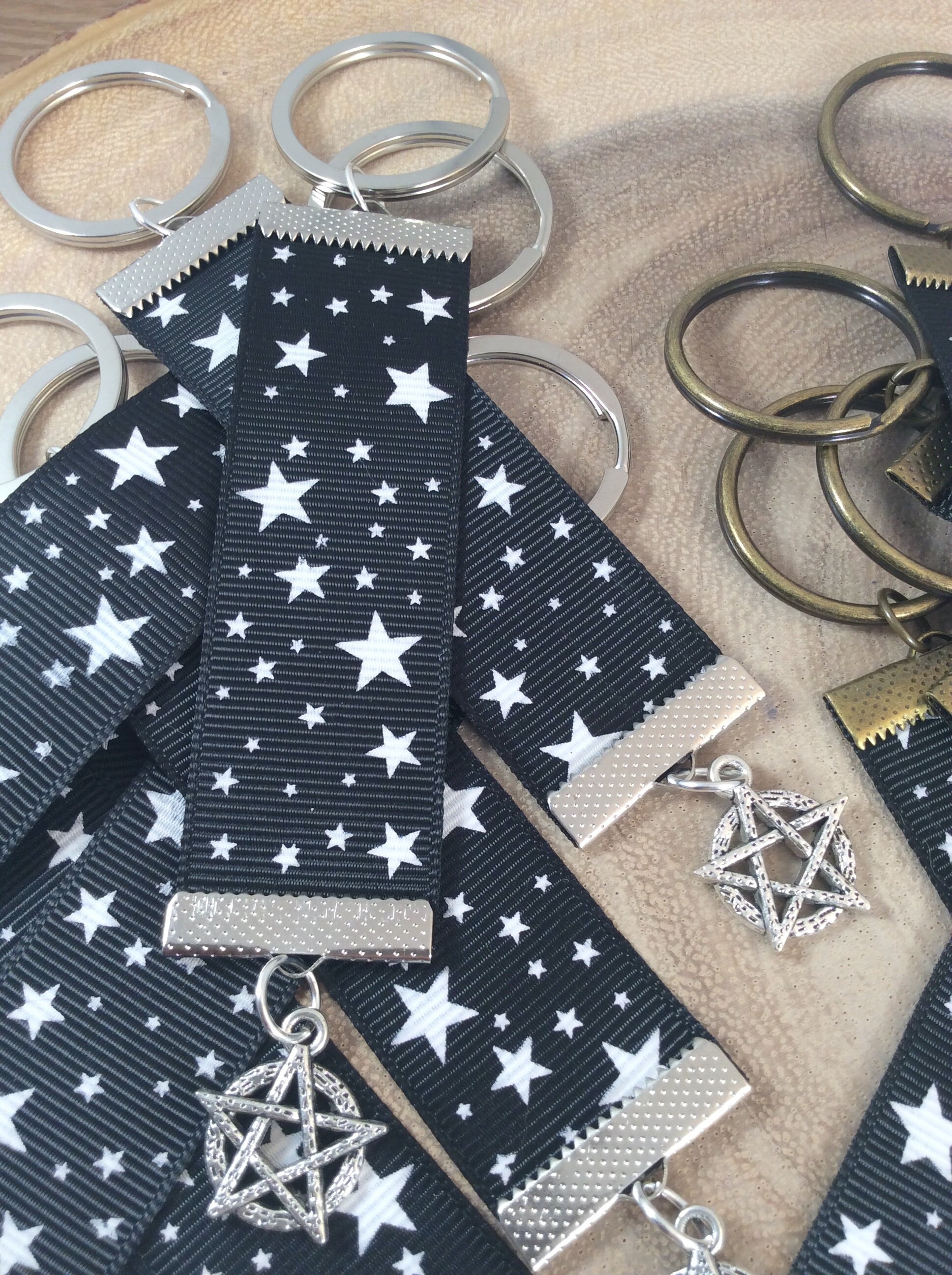 Pentacle gothic key fob Pentagram pagan key ring | Etsy