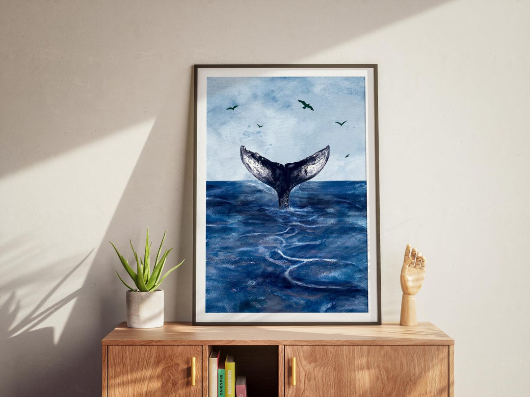 Whale Tail Poster A3, A5, Whale, Sea, Wall Decor, Preschool Poster ...