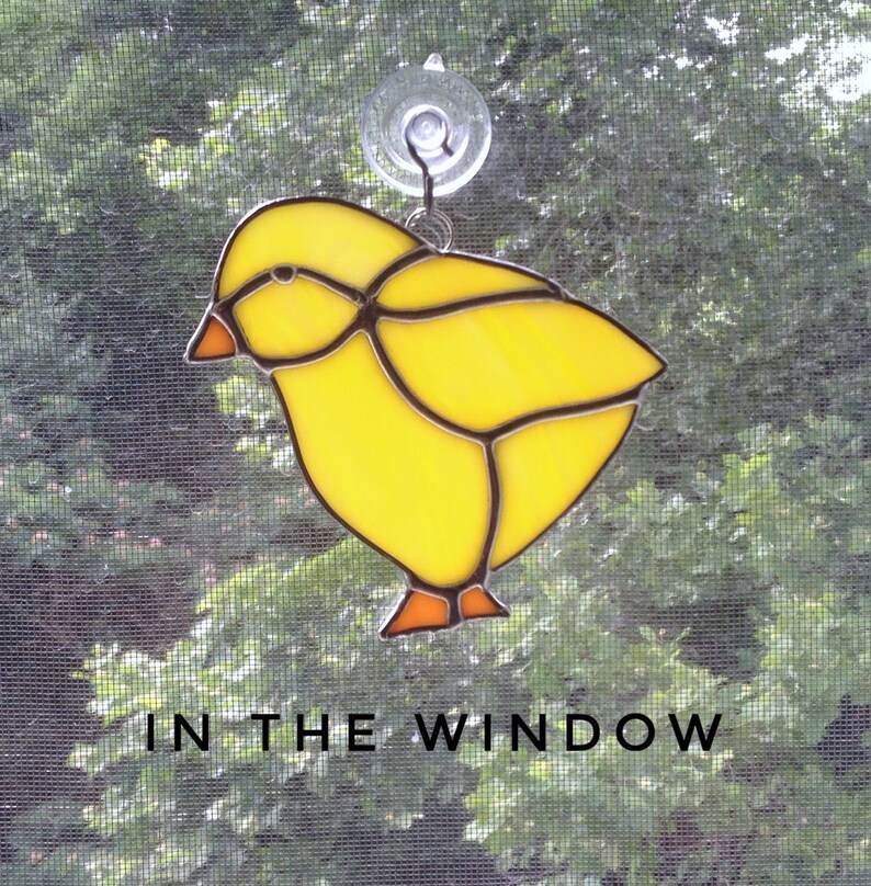 Stained Glass Yellow Chick Easter Decoration Spring Window Etsy