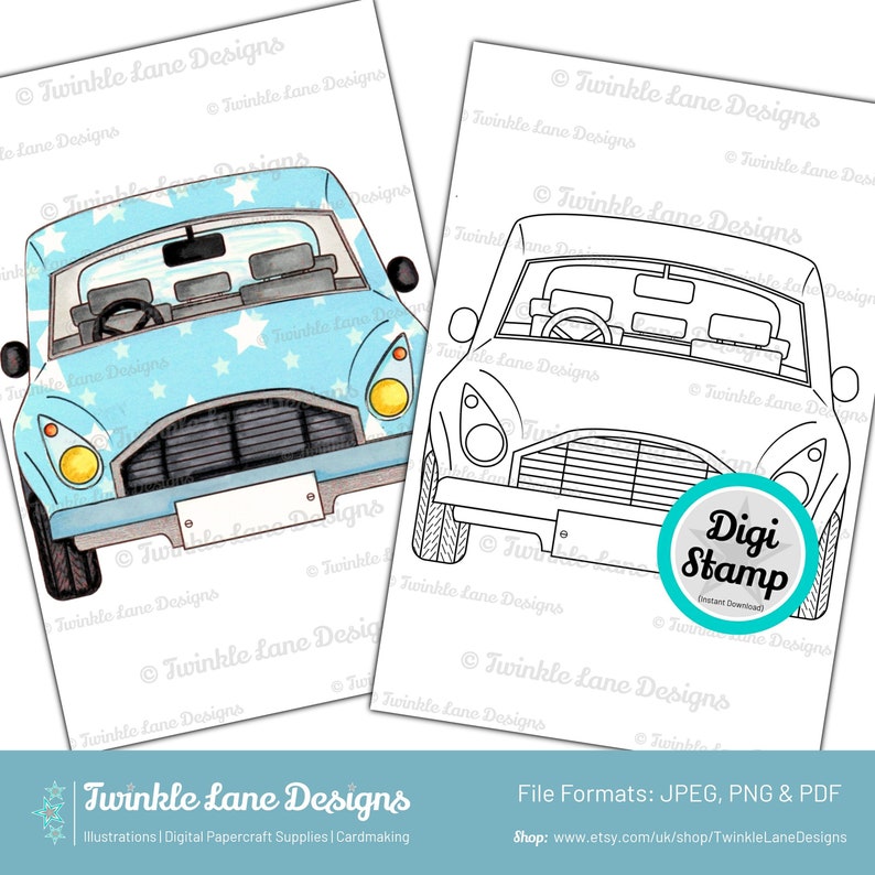 New Car, Digi Stamp Instant Download - Etsy