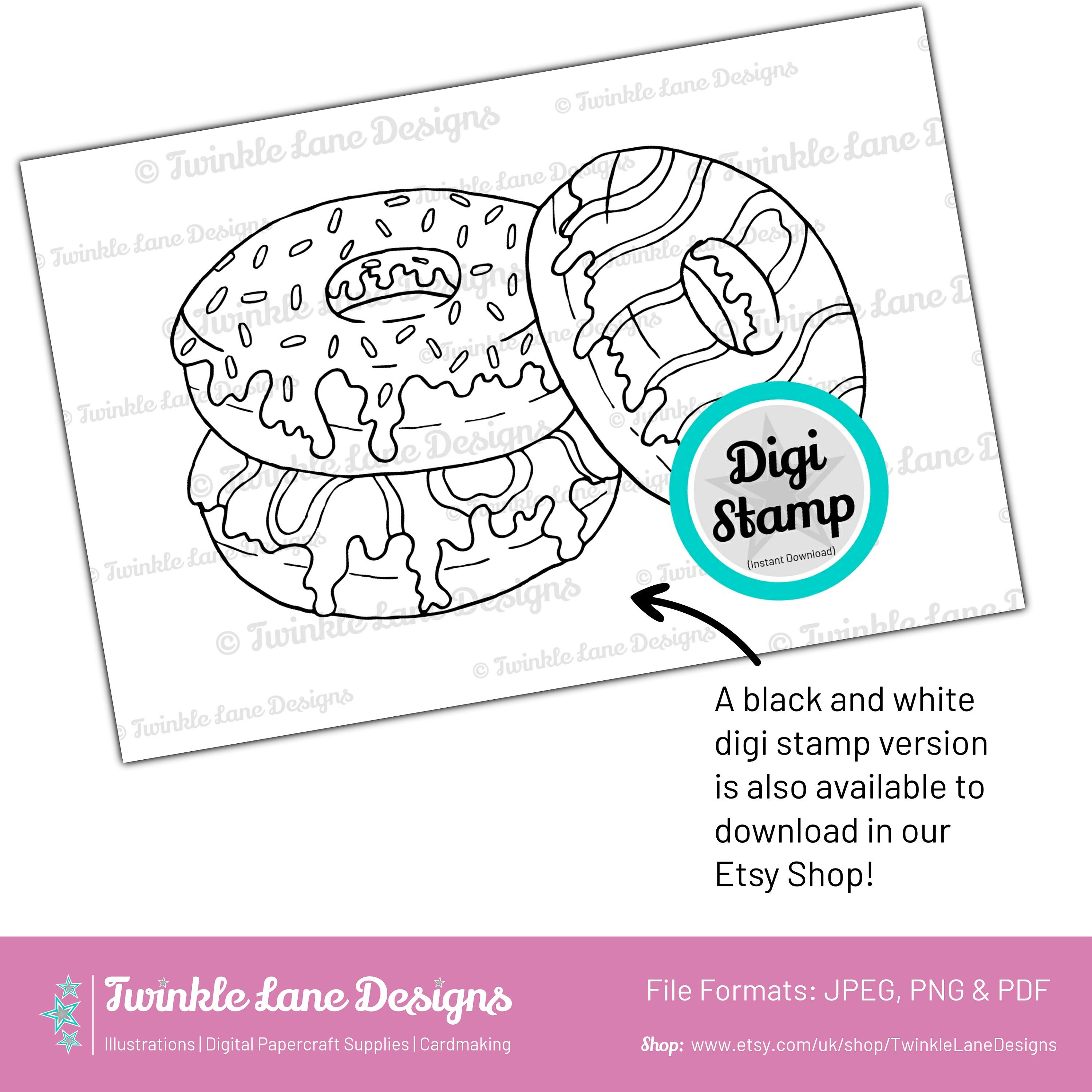 Coloured Donuts Digi Stamp Instant Download | Etsy