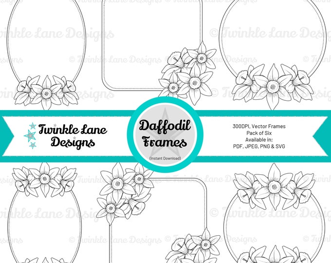 Daffodil Flower Frames, Svg Frames Instant Download - Etsy