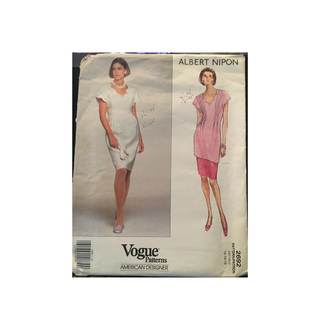 Vogue Albert Nipon Dress Sewing Pattern 2692 - Size 12-16 - Etsy