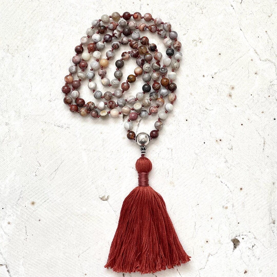 108 Bead Mala, Prayer Beads, Meditation Tassel Necklace, Natural ...