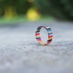 Skateboard Recycled Wood Ring - Etsy